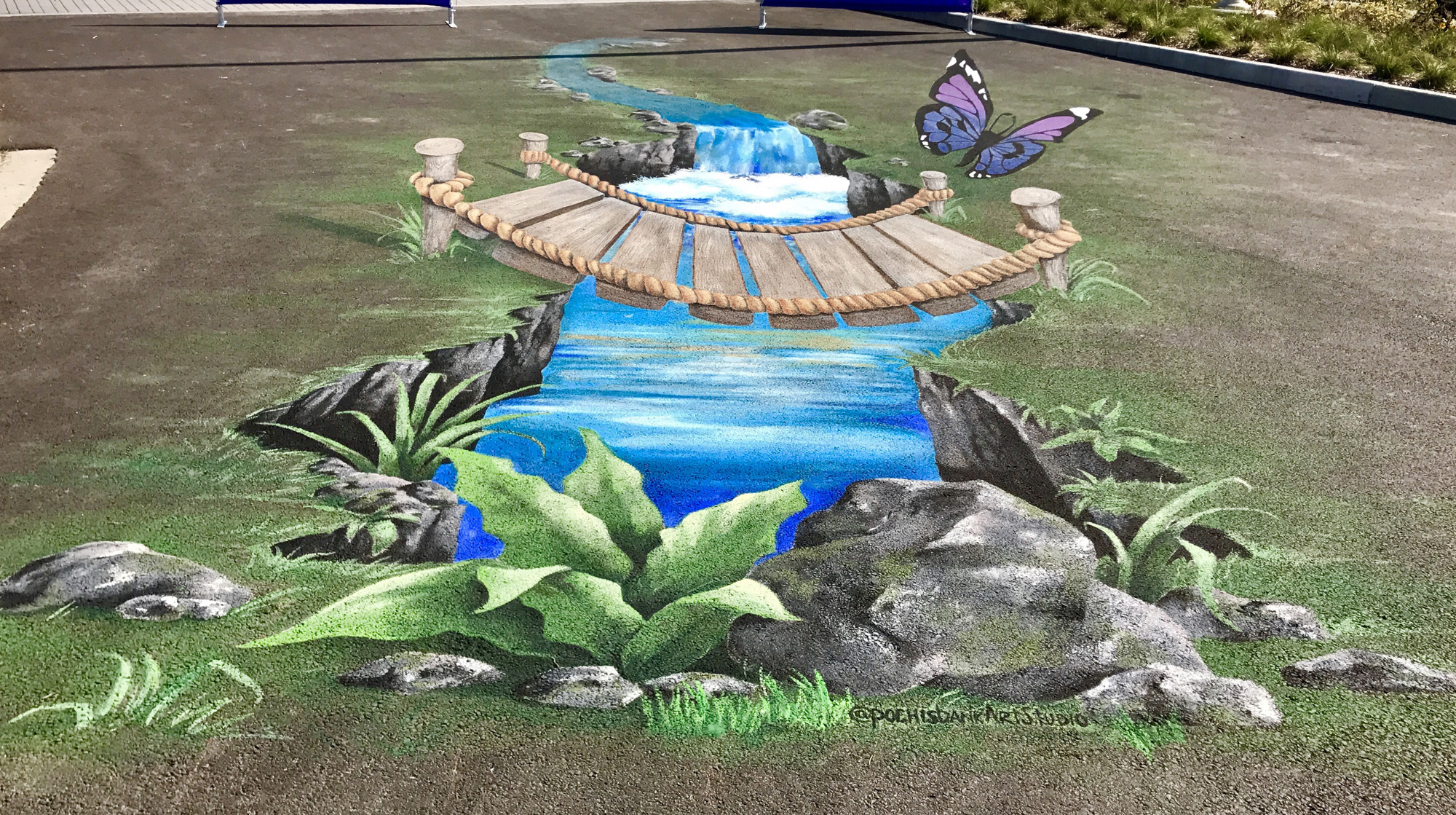 Lake Forest Hospital 3D Pavement Mural – Nancy Pochis Bank Art Studio